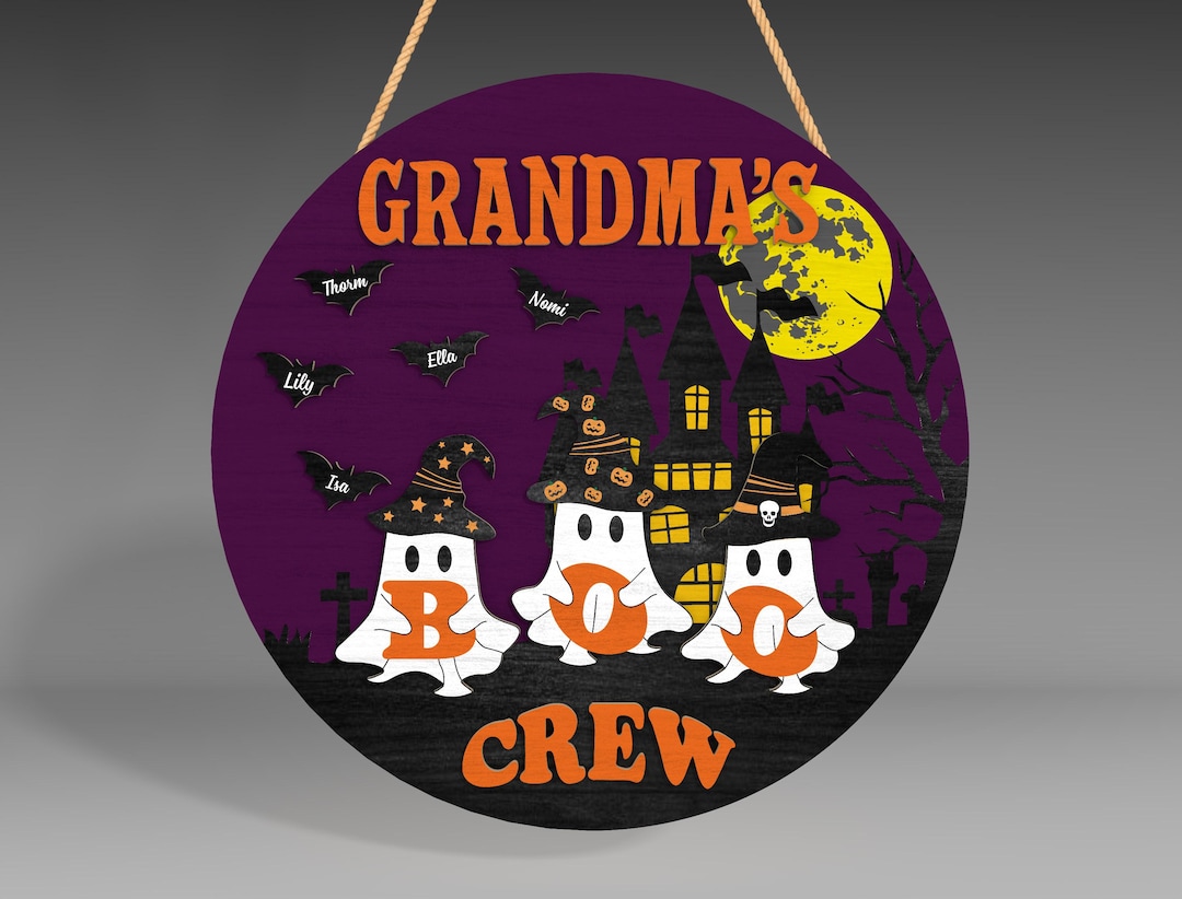 Halloween Ghost Door Sign Laser Cut Svg,grandma's Halloween Door Hanger ...