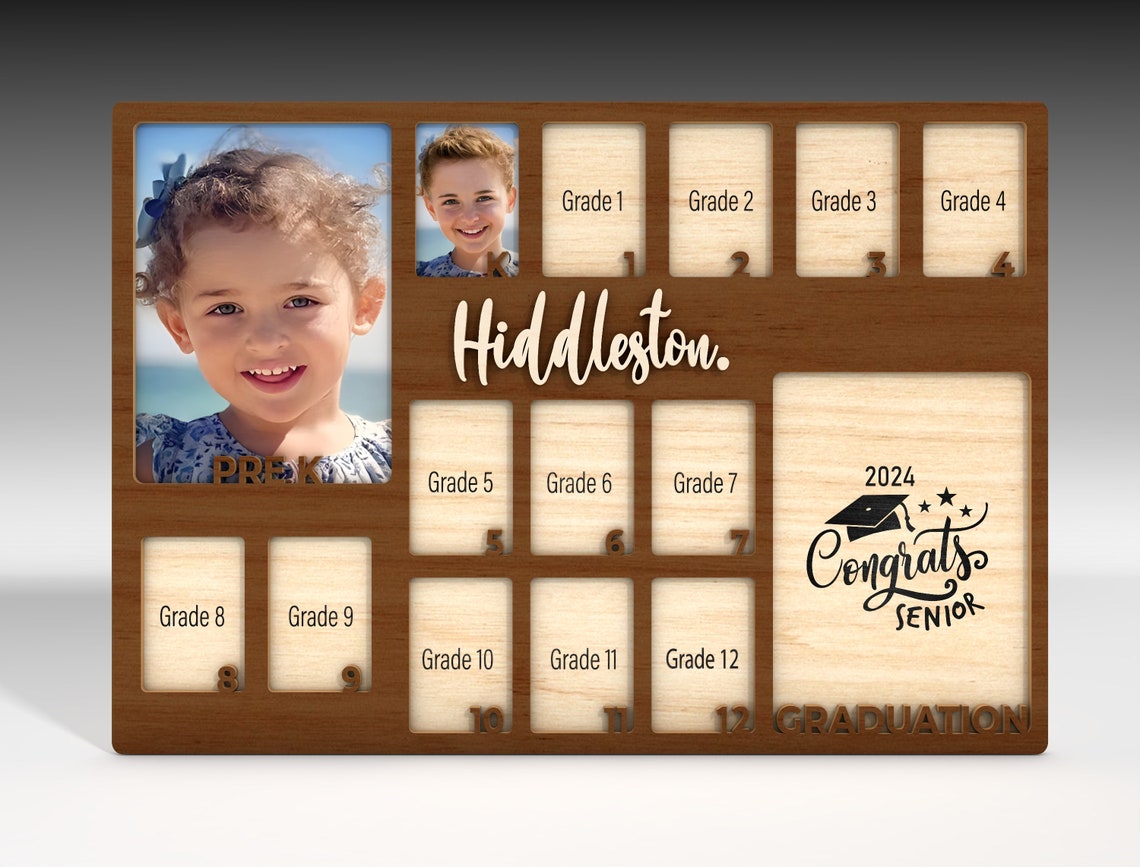 Grade School Picture Frame Glowforge Laser File,school Year Picture ...