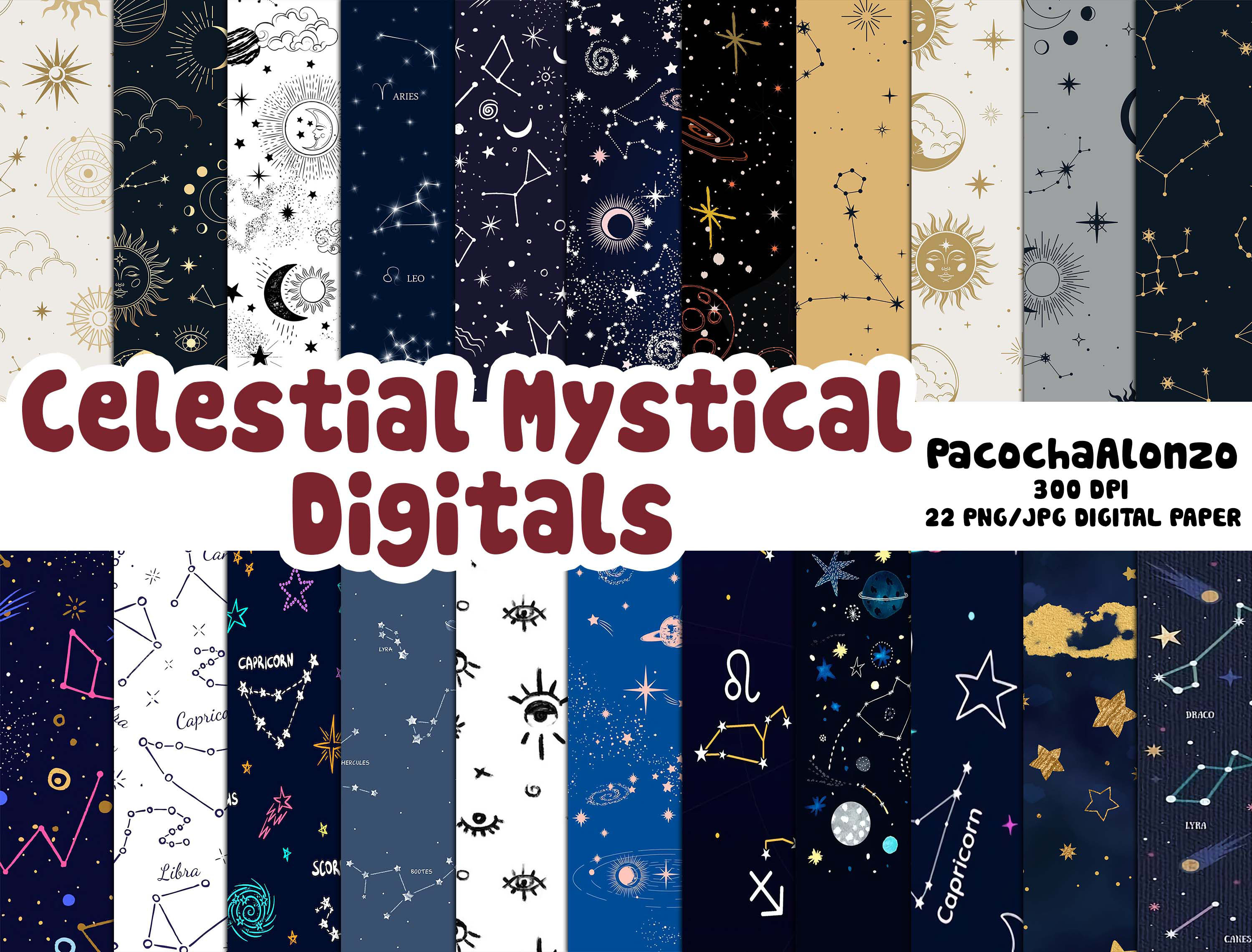 Craft Supplies & Tools Embellishments Clip Art & Image Files Celestial ...