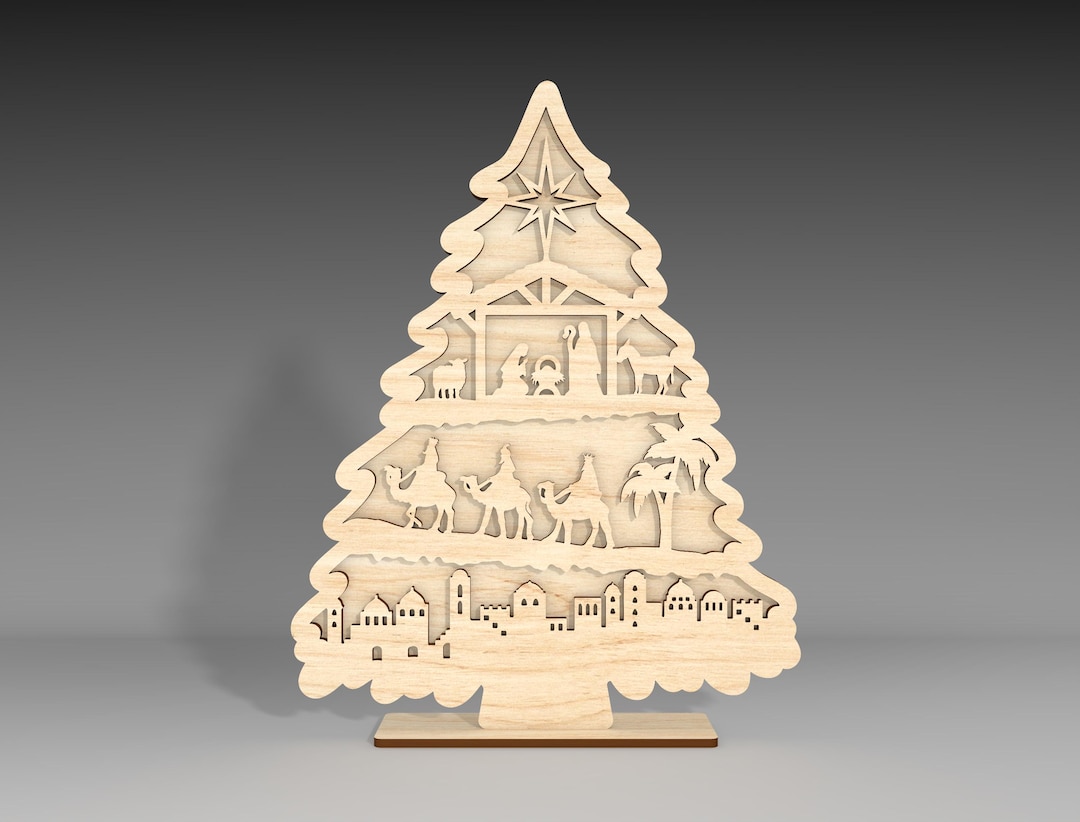 Nativity Christmas Tree Standing Lasercut File Svg,standing Nativity ...