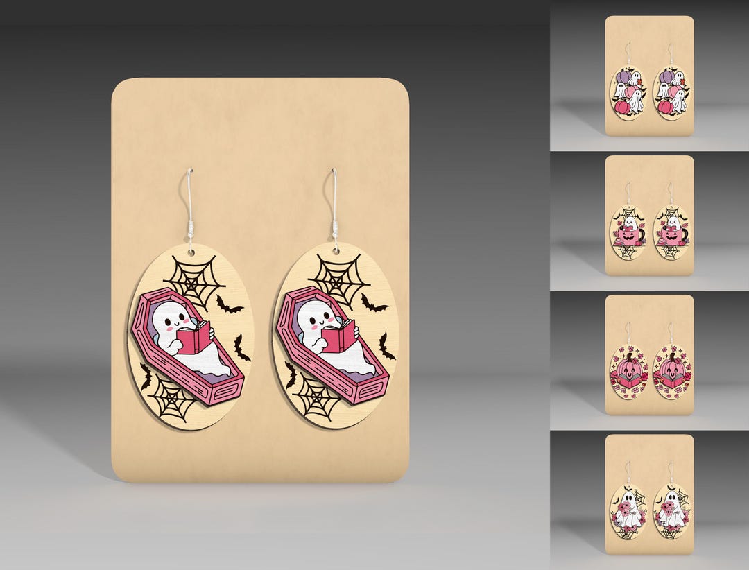 Ghost Halloween Earring Wood Laser Cut File Svg ,cute Ghost Earrings ...