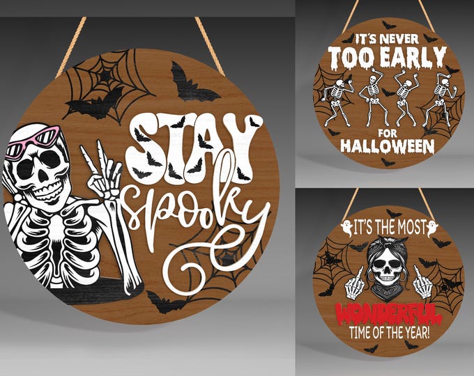 Cute Skeletons Welcome Sign Svg, Halloween Door Hanger, Halloween ...