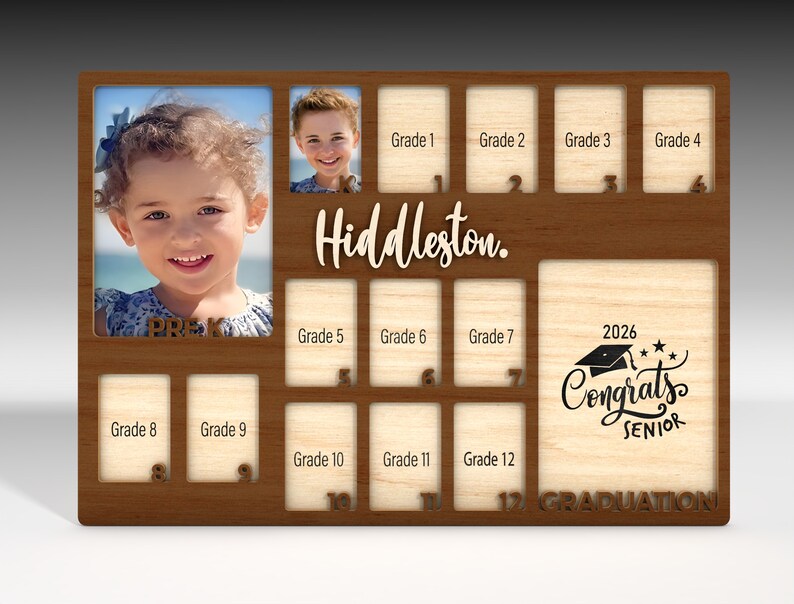 Grade School Picture Frame Glowforge Laser File,school Year Picture ...