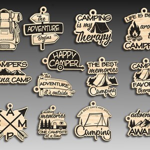 Bundle Camping Keychain Lasercut Svg ,travel Keychains Svg,engraved ...