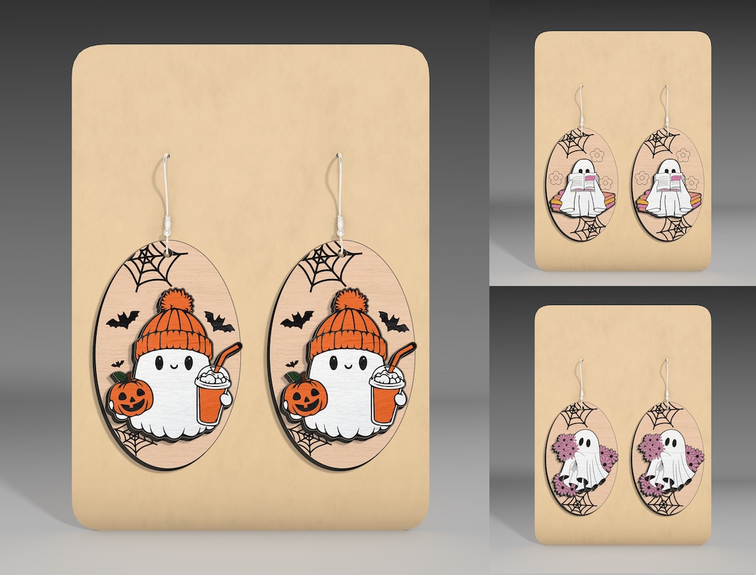 Halloween Earring Wood Laser Cut File Svg ,halloween Earrings Svg ,cute ...