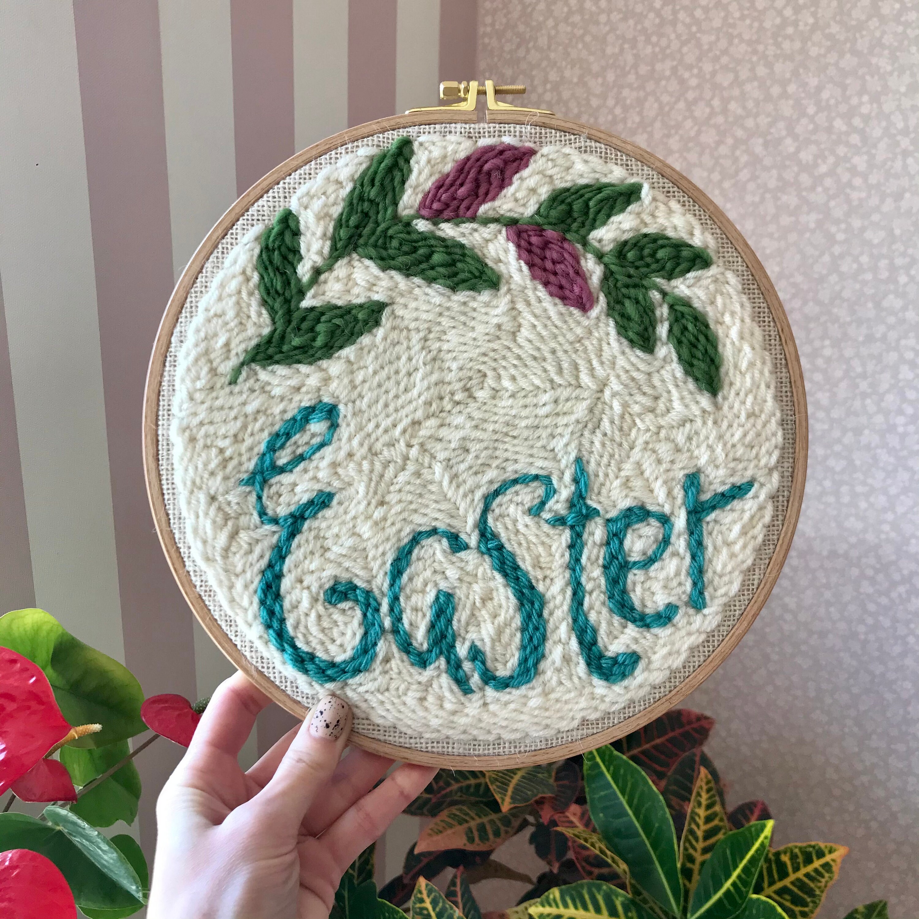 Easter Art Punch Needle Wall Hanging Embroidery Wall Art Modern Art ...
