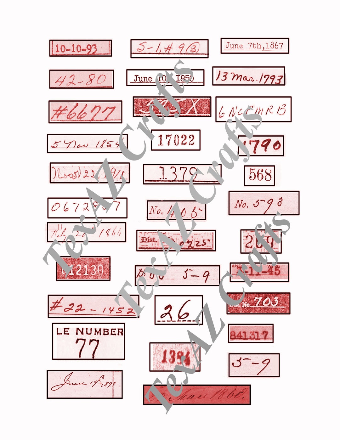 Number Labels Set 1: Collage, Ephemera, Junk Journal - Etsy