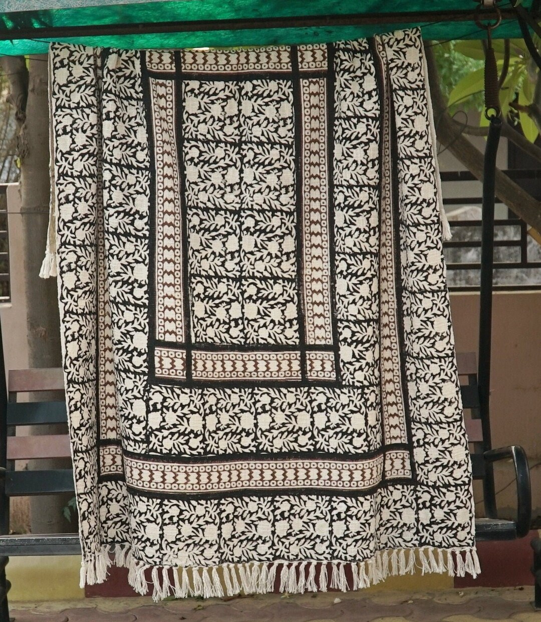 Organic Block Printed Throw | Cotton Throw Blanket Throws for Couches ...