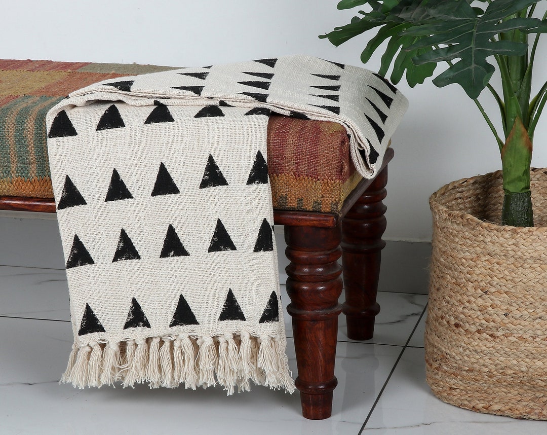 Block Printed Throw, Cotton Throw Blankets and Throws, Sofa Blanket - Etsy