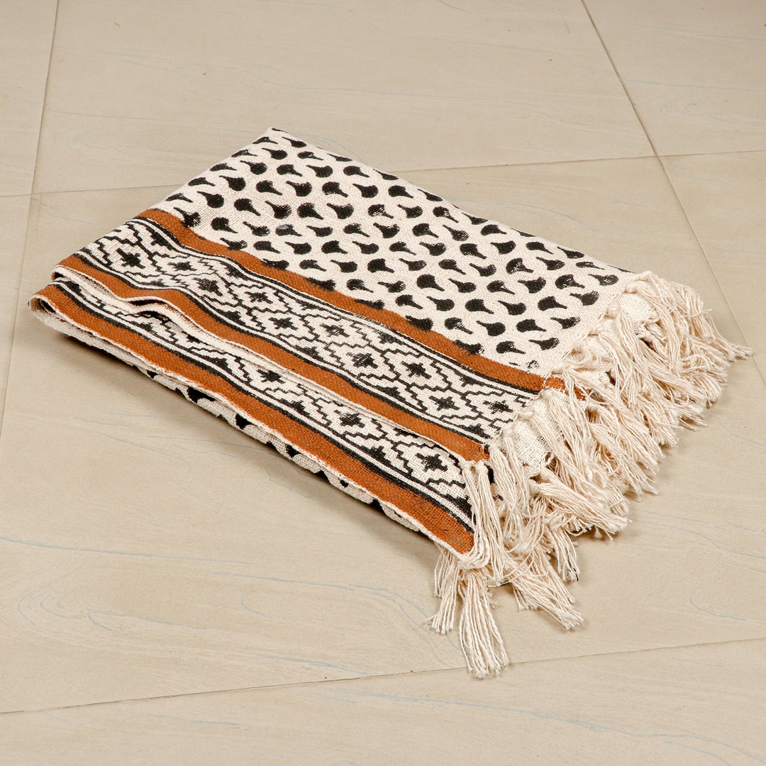 Block Printed Throw, Cotton Throw Blankets and Throws, Sofa Blanket - Etsy