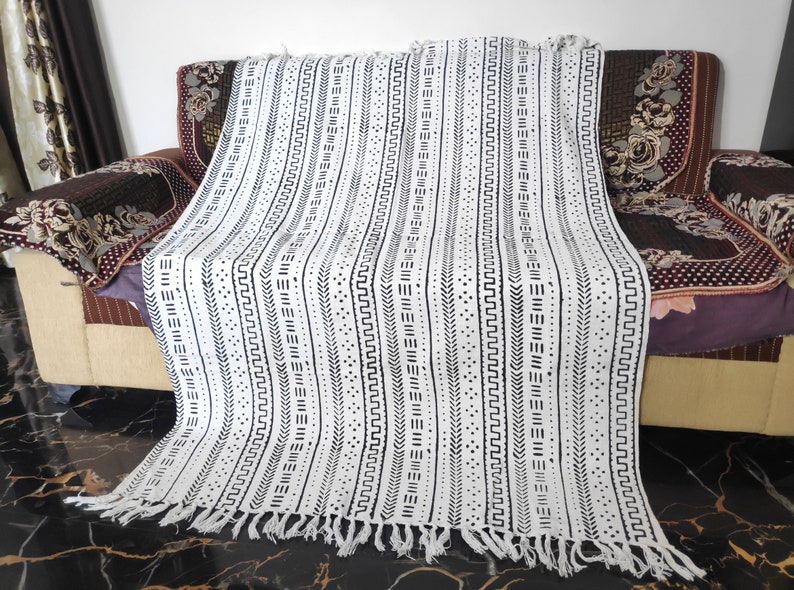 Black and White Throw Blanket Block Printed Cotton Throw - Etsy