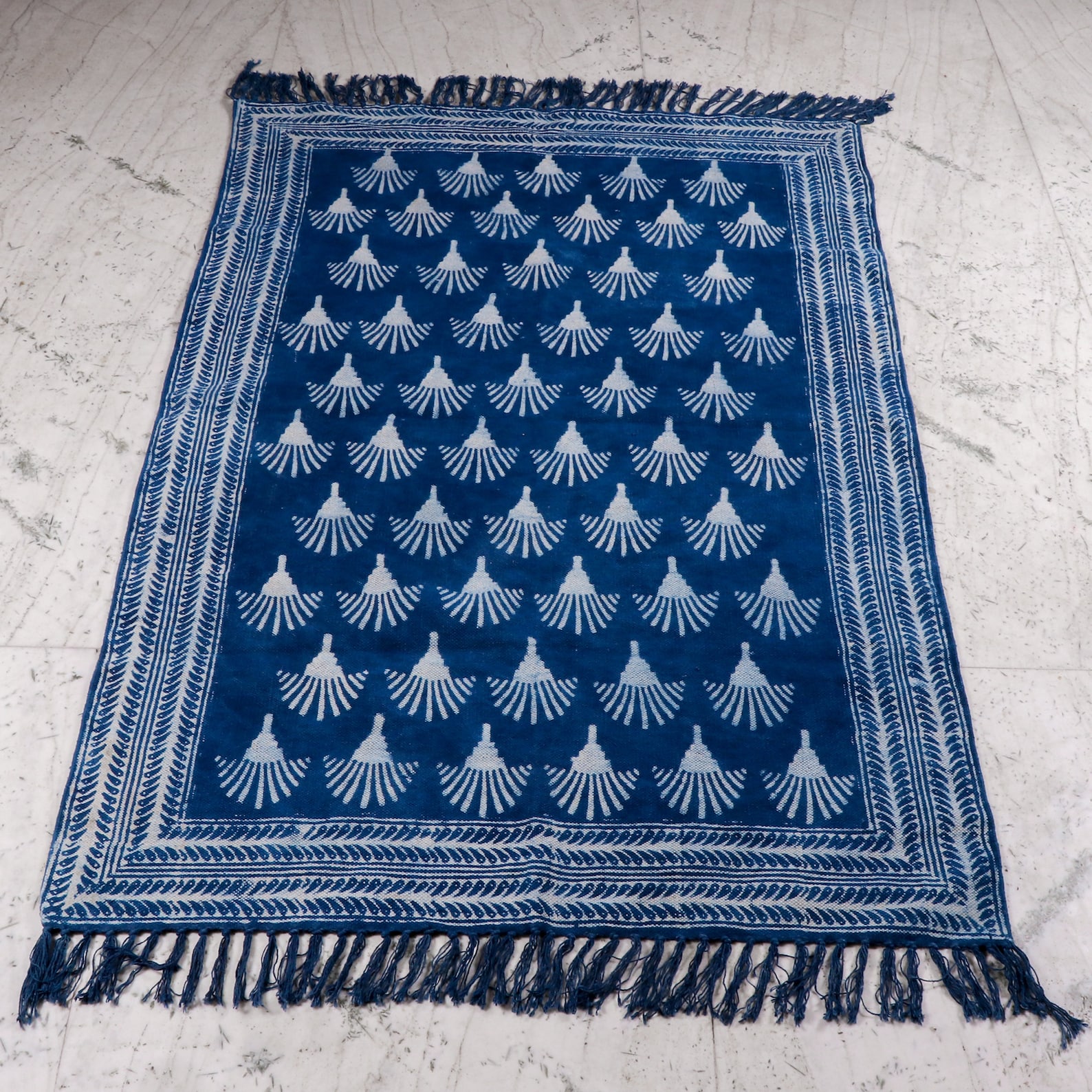 Natural Indigo Rug, Block Printed Rug, Cotton Area Rug, Home and Living ...