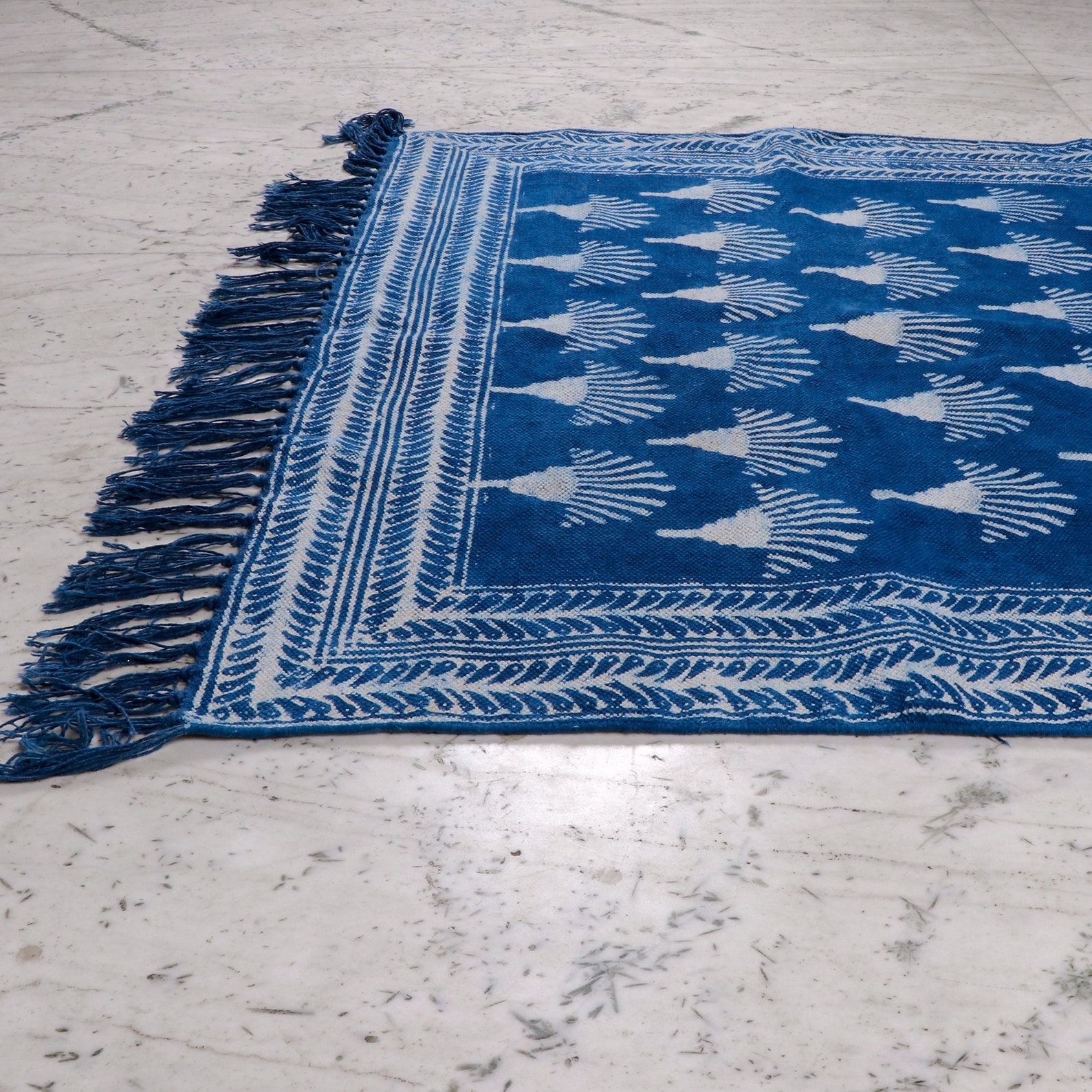 Natural Indigo Rug, Block Printed Rug, Cotton Area Rug, Home and Living ...