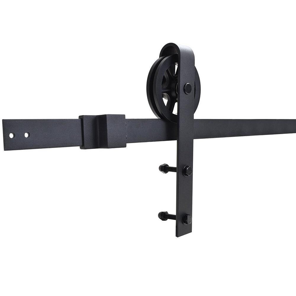 96 In. Matte Balck Wheel Sliding Door Track and Hardware Set - Etsy