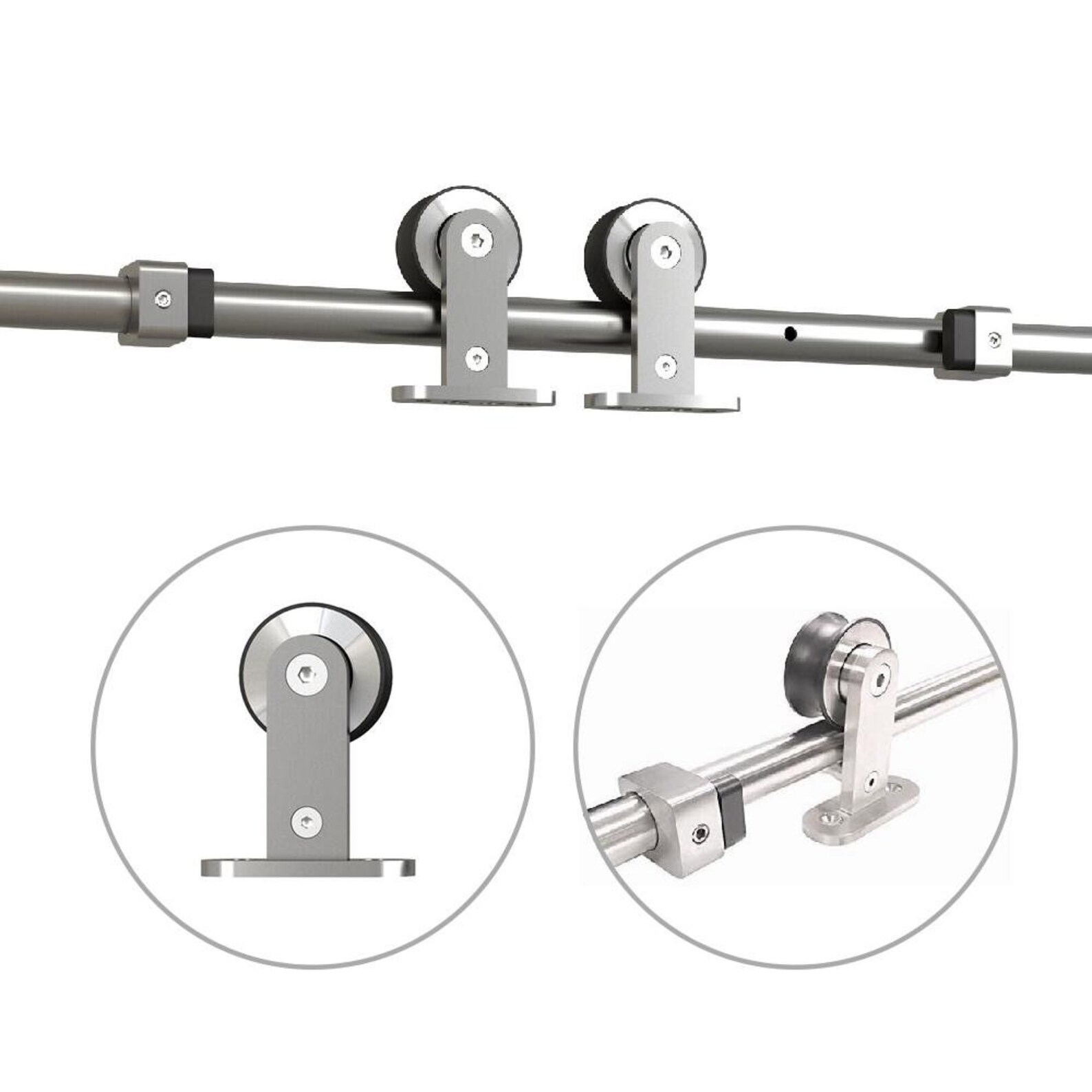 30" X 80" Stained MDF 6-panel Interior Sliding Barn Door With Hardware ...