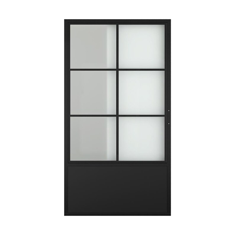6-lite Tapered Glass Barn Door Steel Frame Sliding Hardware Kit and ...