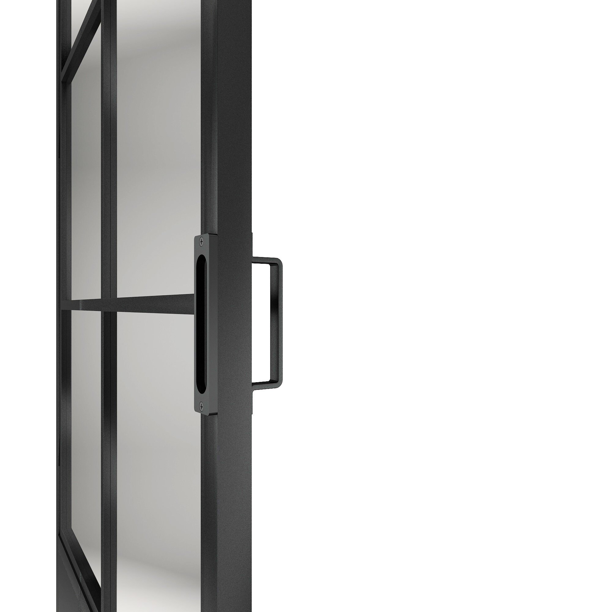 6-lite Tapered Glass Barn Door Steel Frame Sliding Hardware Kit and ...