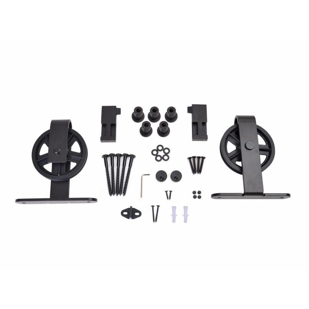 79 In. Vintage Industrial Steel Wheel Sliding Barn Wood Door Hardware ...