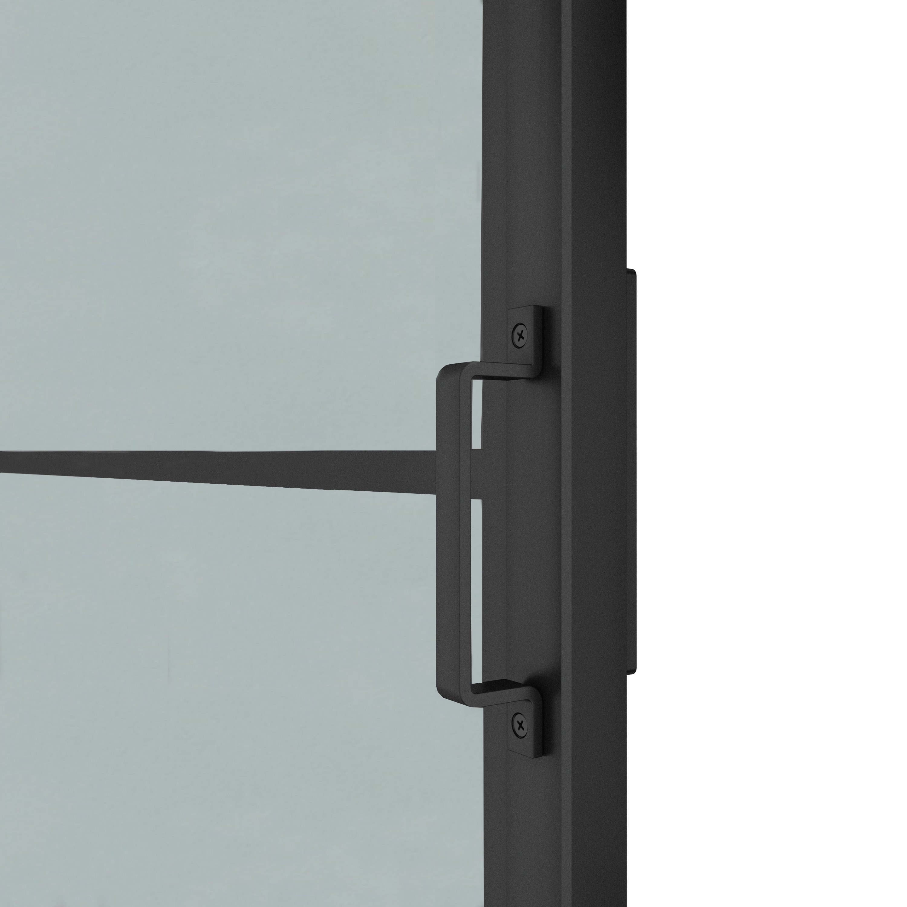 3-lite Tampered Glass Barn Door Steel Frame Sliding Hardware Kit and ...