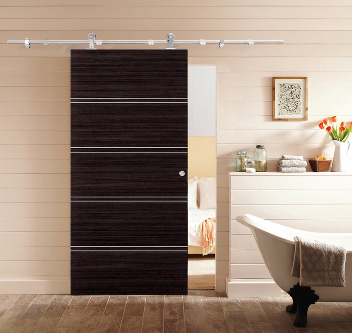 96 In. Stainless Steel Sliding Door Track and Hardware Set - Etsy