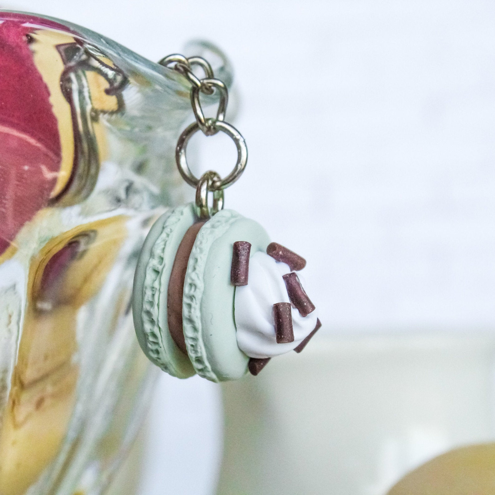 Handmade Macaron Keychain - Polymer Clay Food Jewelry - Macaron Jewelry ...