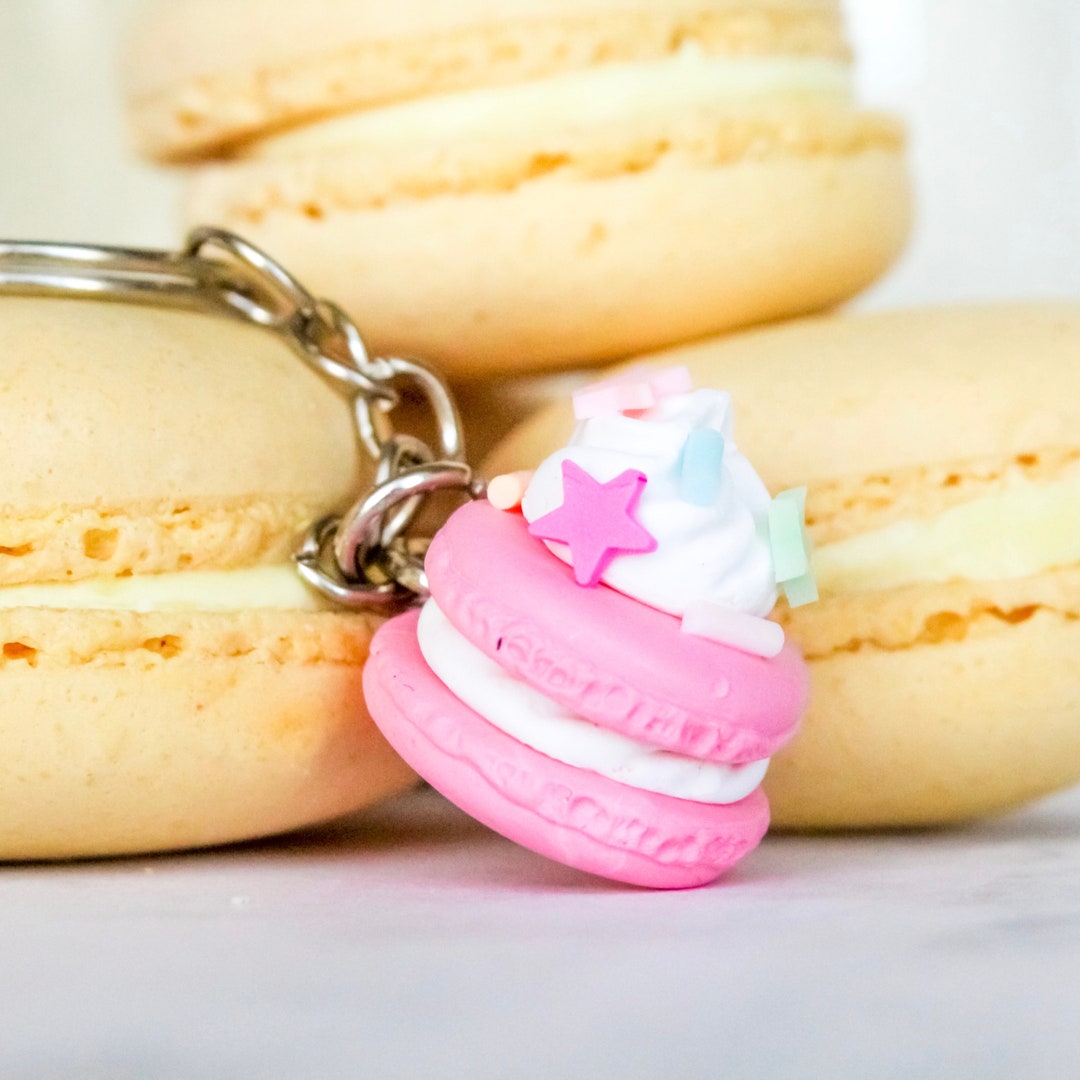 Handmade Macaron Keychain - Polymer Clay Food Jewelry - Macaron Jewelry ...
