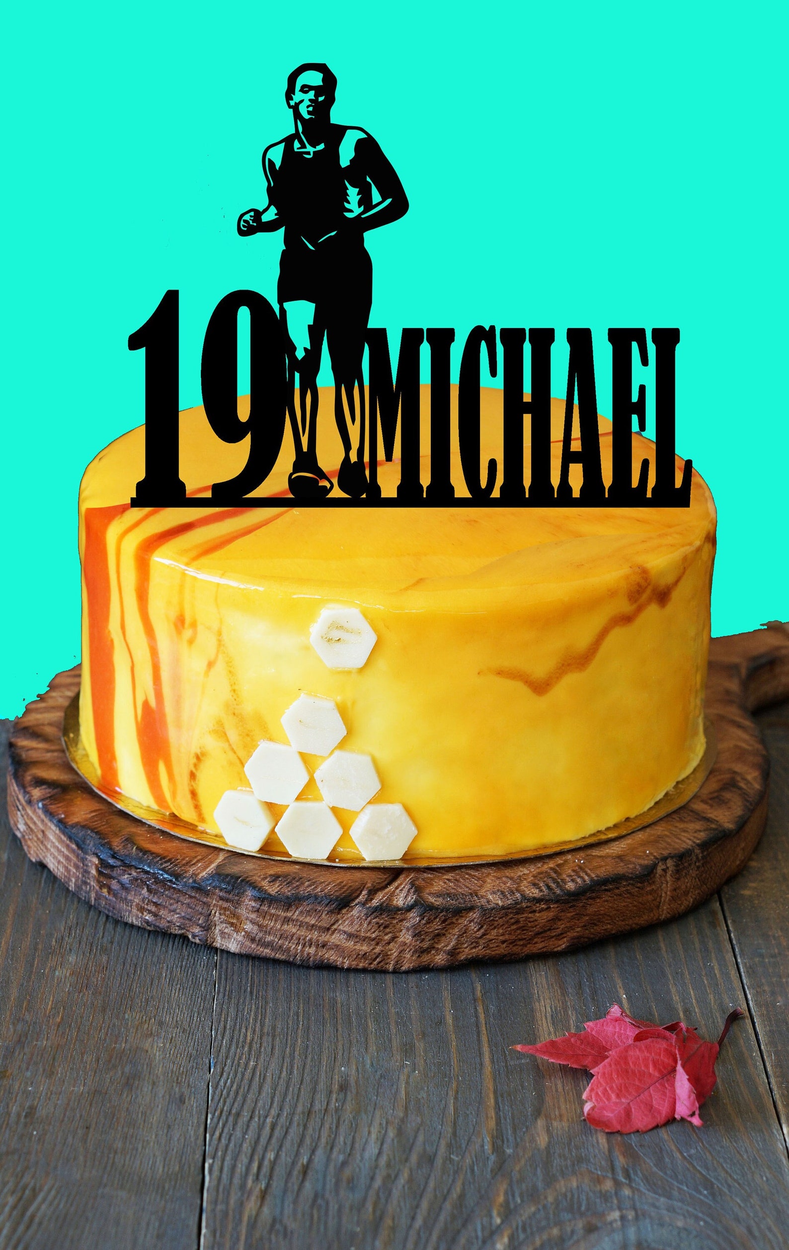 Custom Marathon Runner Athlete Birthday Cake Topper With Name Sport ...