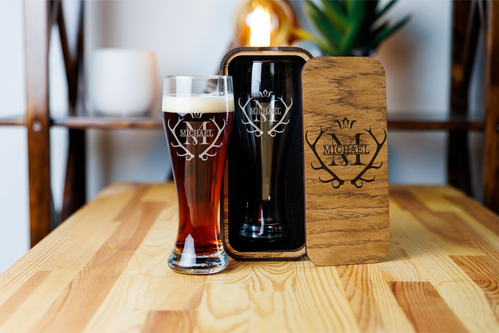 Personalized Beer Glass Gift Set Engraved Beer Glasses Custom Beer in ...