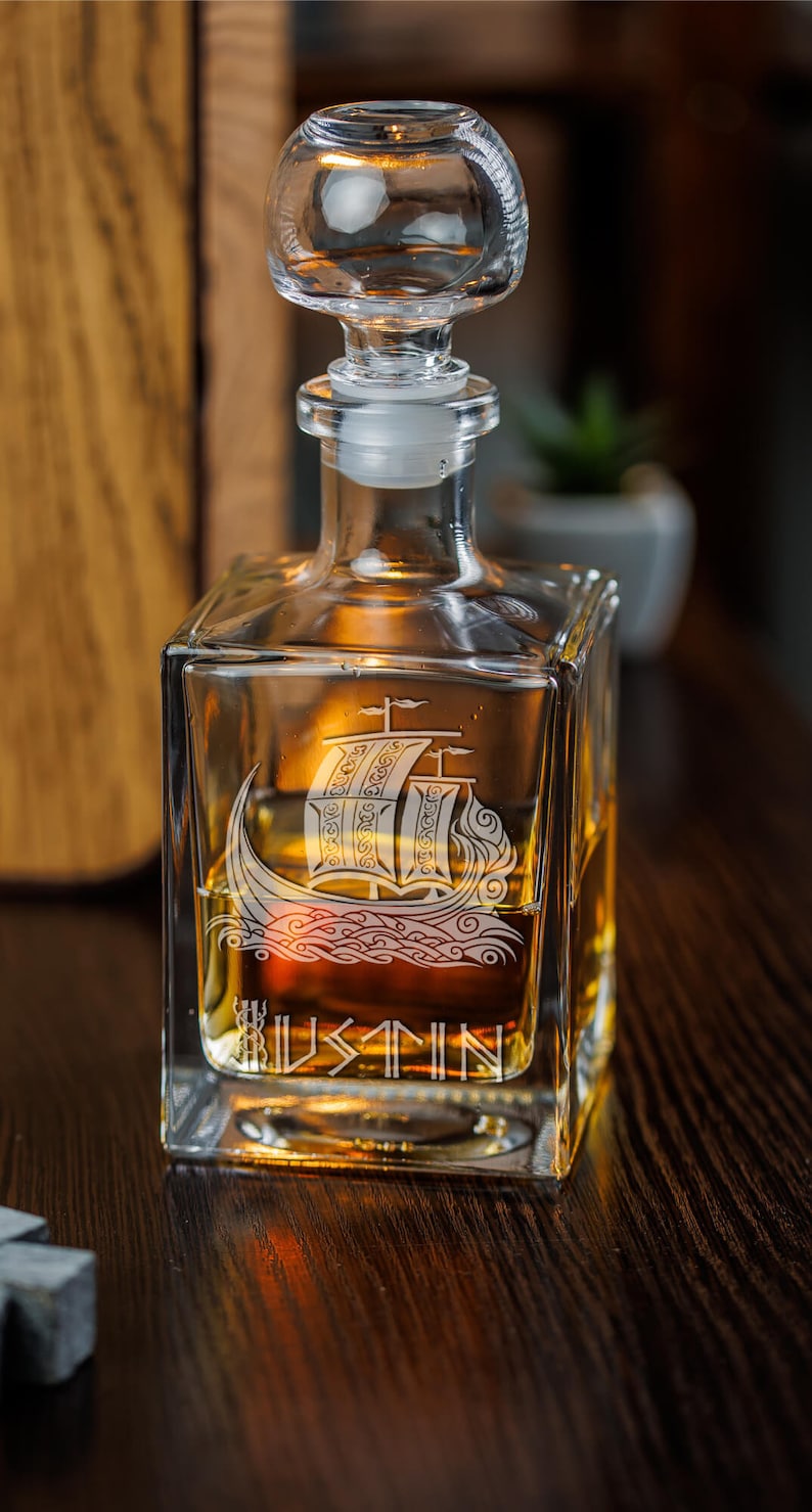 Viking Ship Whiskey Decanter Set Personalized Whiskey Glasses Christmas ...