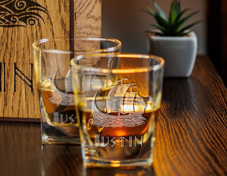 Viking Ship Whiskey Decanter Set Personalized Whiskey Glasses Christmas ...