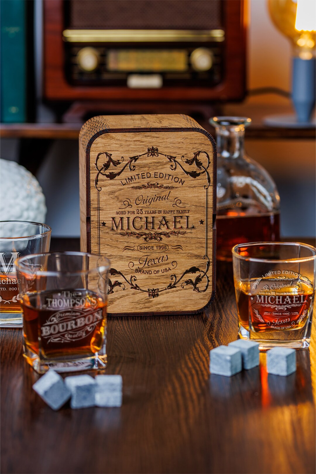 Personalized Whiskey Set Custom Engraved Whiskey Box Gift Set Whiskey ...