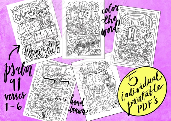 Bible Verse Coloring Pages Scripture Coloring Psalm 91 - Etsy