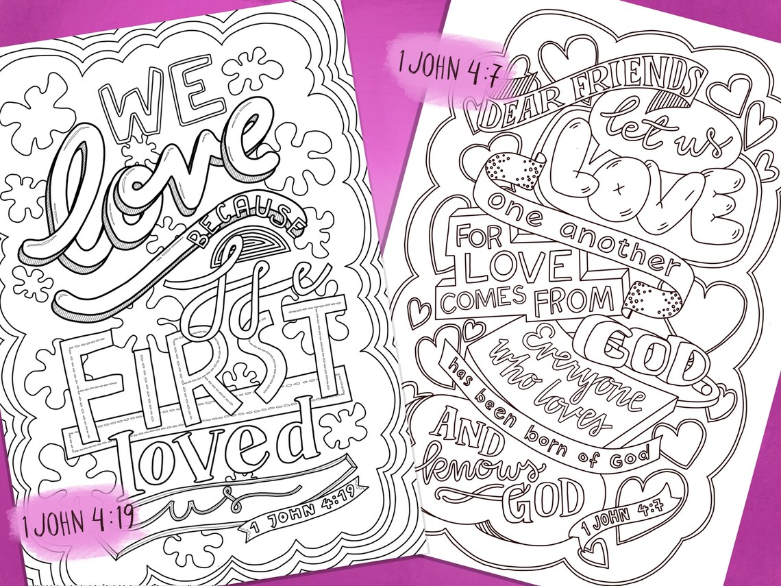 Gods Love Coloring Pages Printable Bundle Bible Verse - Etsy