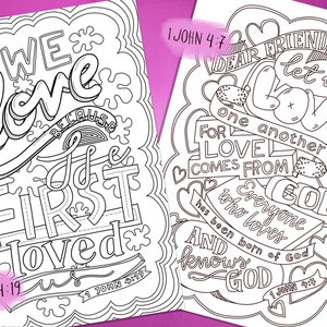 Gods Love Coloring Pages Printable Bundle Bible Verse Scripture Art ...