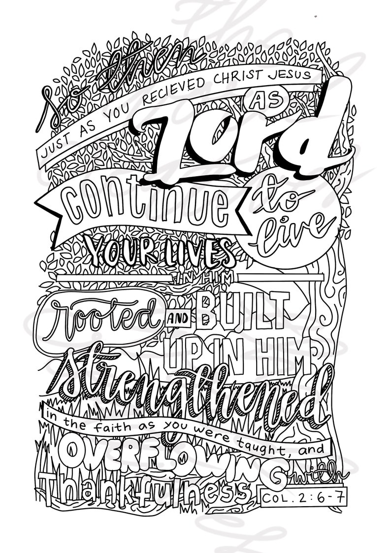 5 Bible Verse Coloring Pages Colossians Christian | Etsy