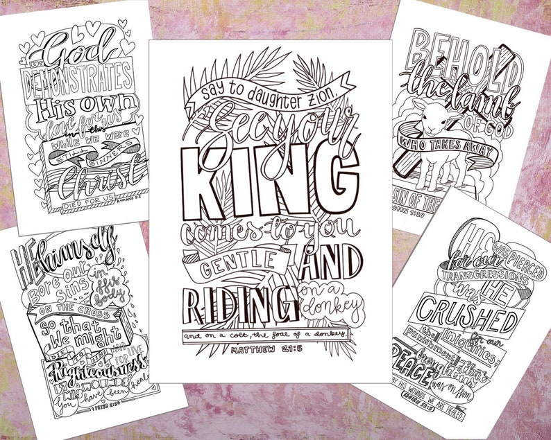 5 Christian Easter Coloring Pages Bible Verse Easter - Etsy