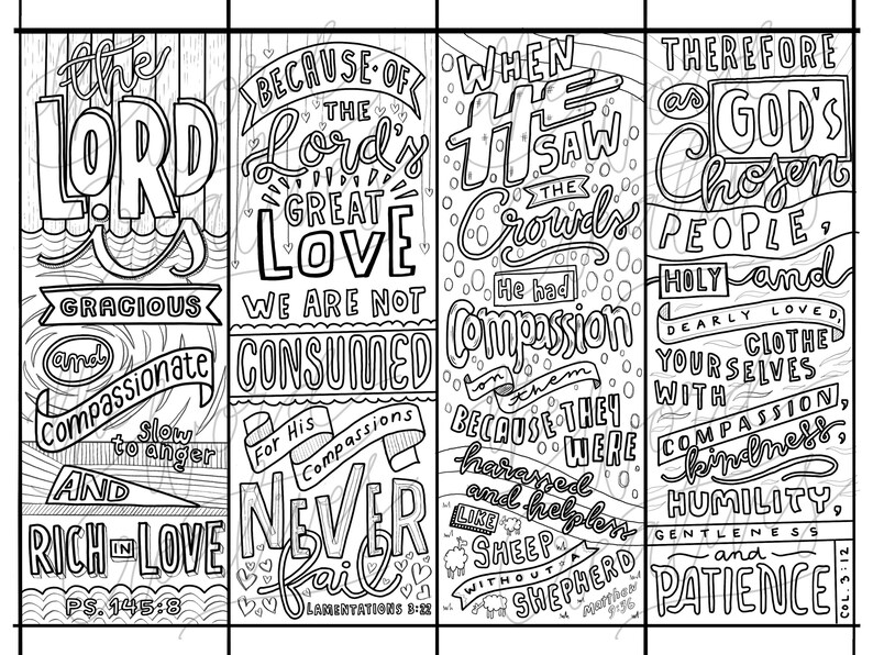 4 Coloring Bible Verse Bookmarks, Printable Christian Bookmarks ...