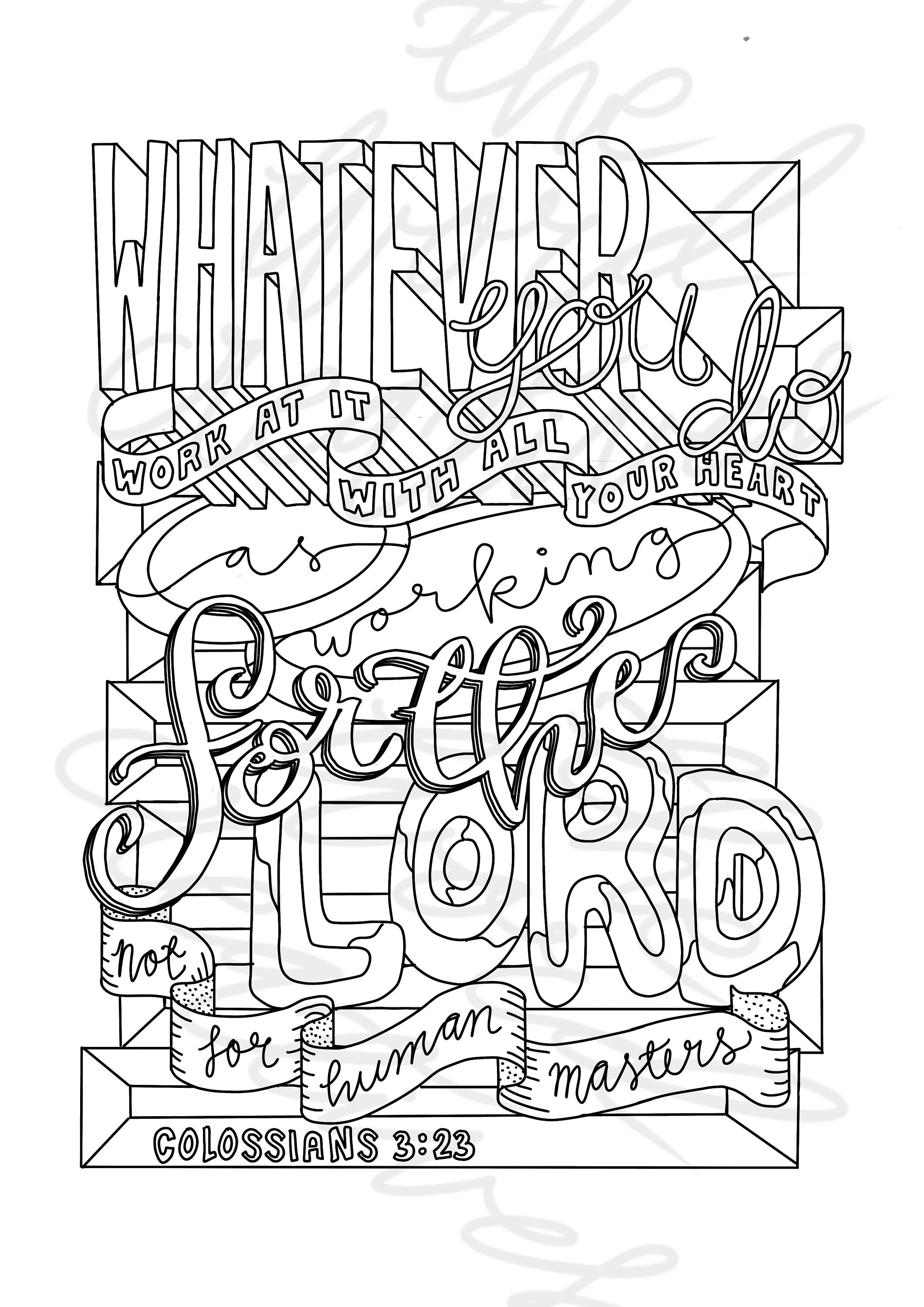 Christian coloring pages Colossians colouring bible verse | Etsy