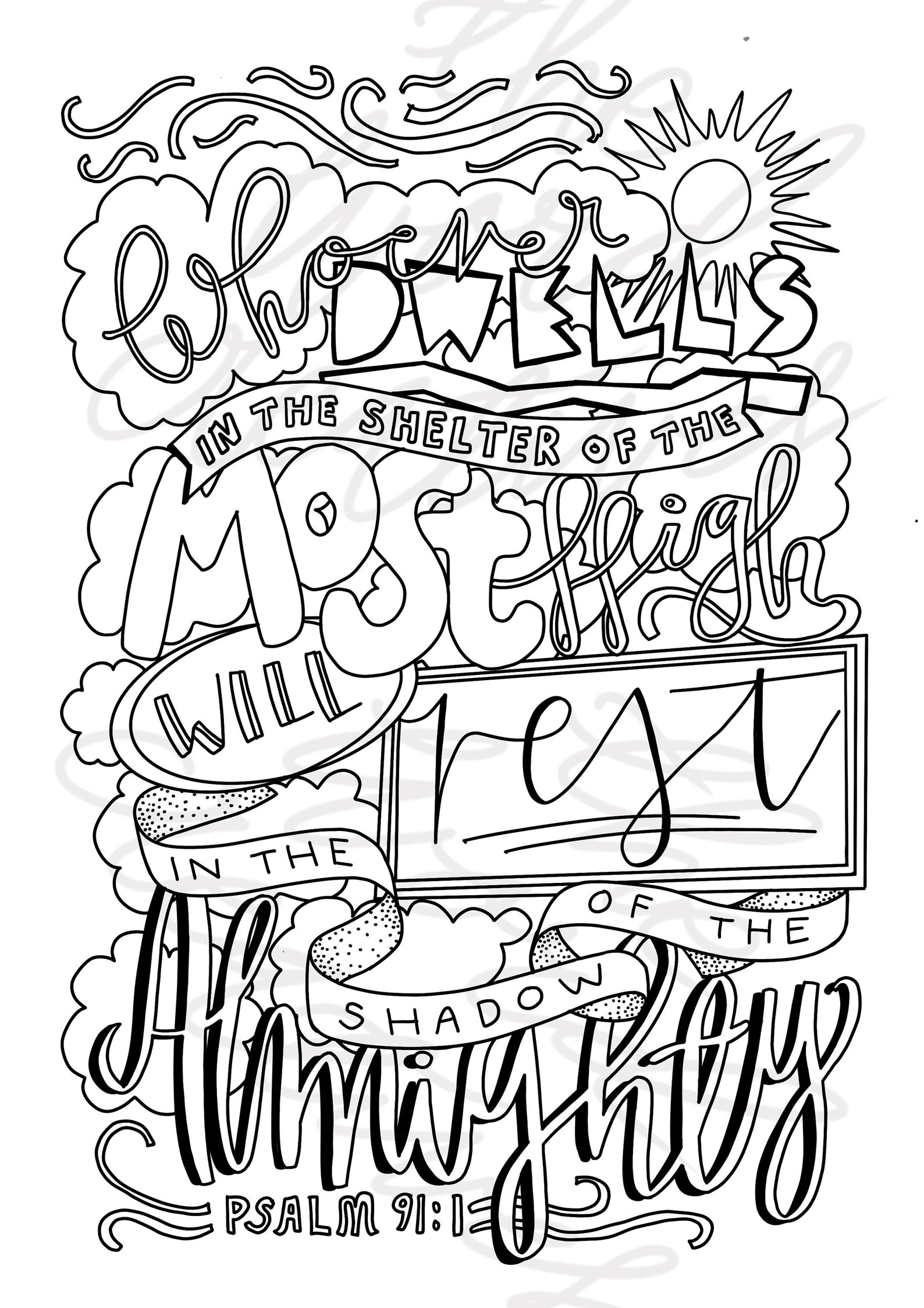 Psalm 91 Coloring And Activity Pages Sketch Coloring Page