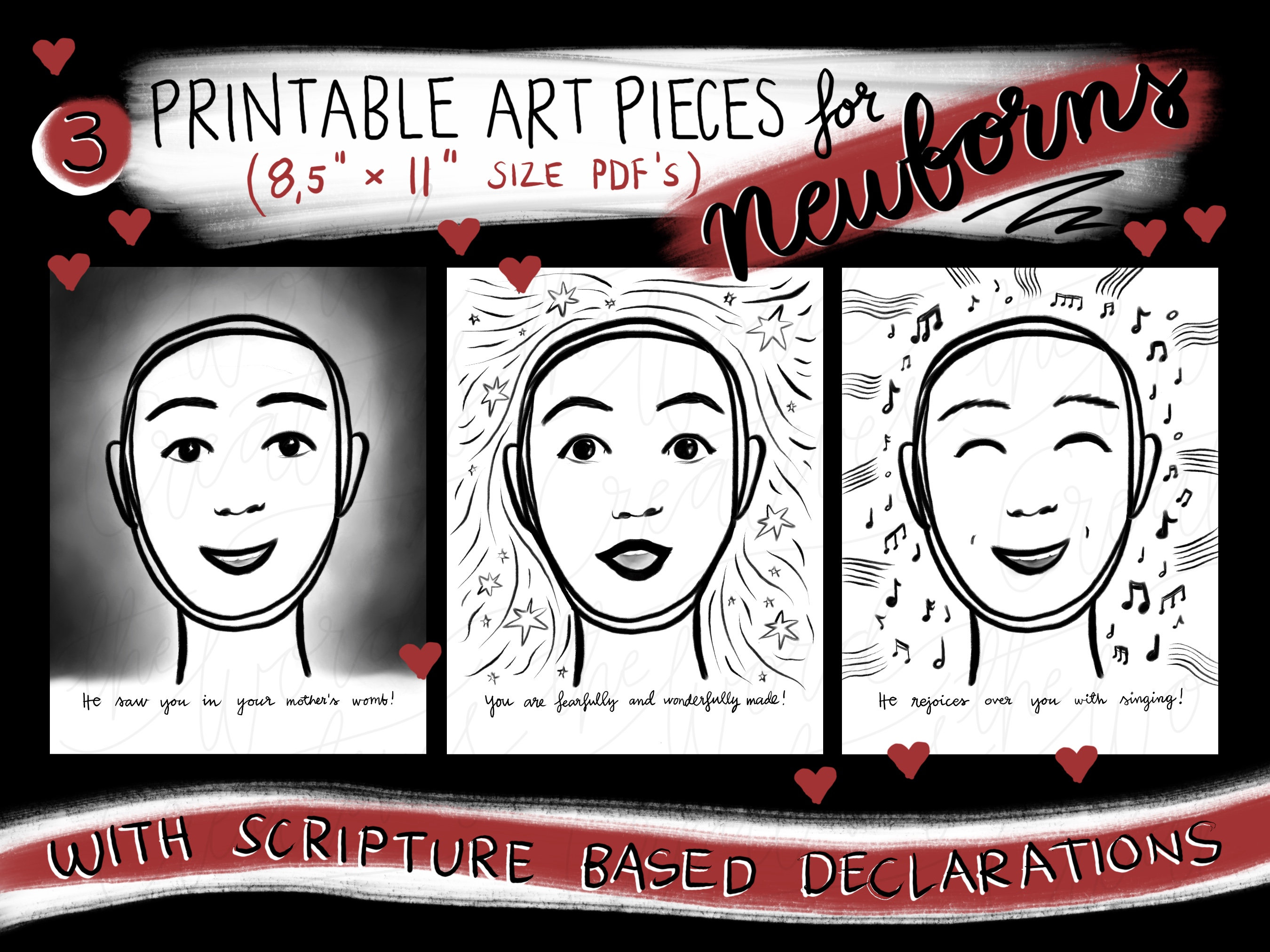 Baby High Contrast Sensory Images Friendly Human Faces Printable Set of ...