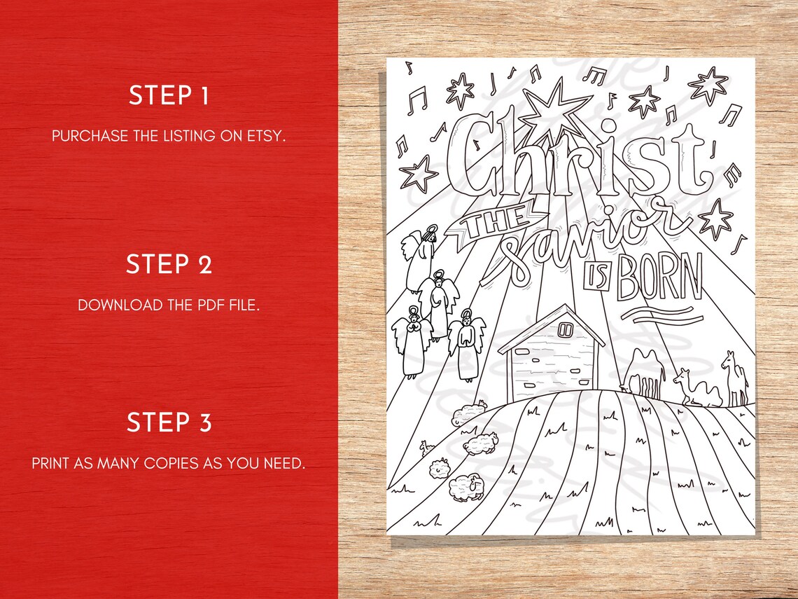 Christian Christmas Coloring Page for Kids & Adults | Printable ...