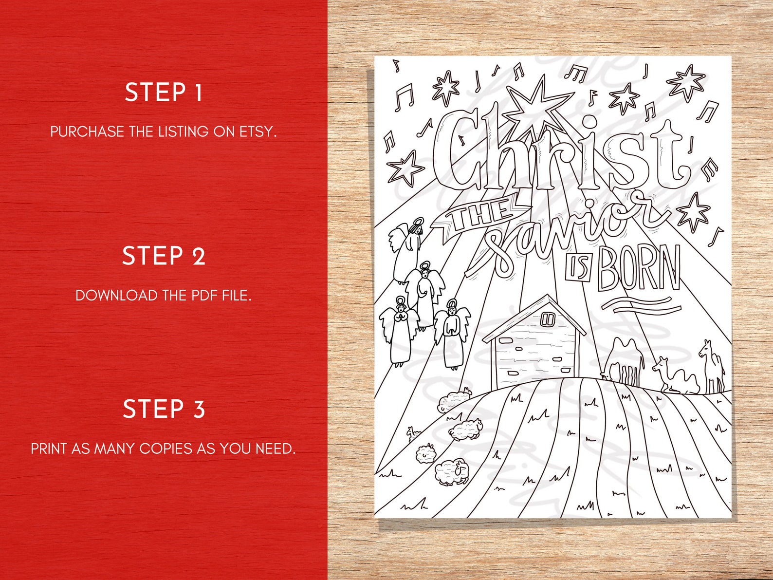Christian Christmas Coloring Page for Kids & Adults | Printable ...