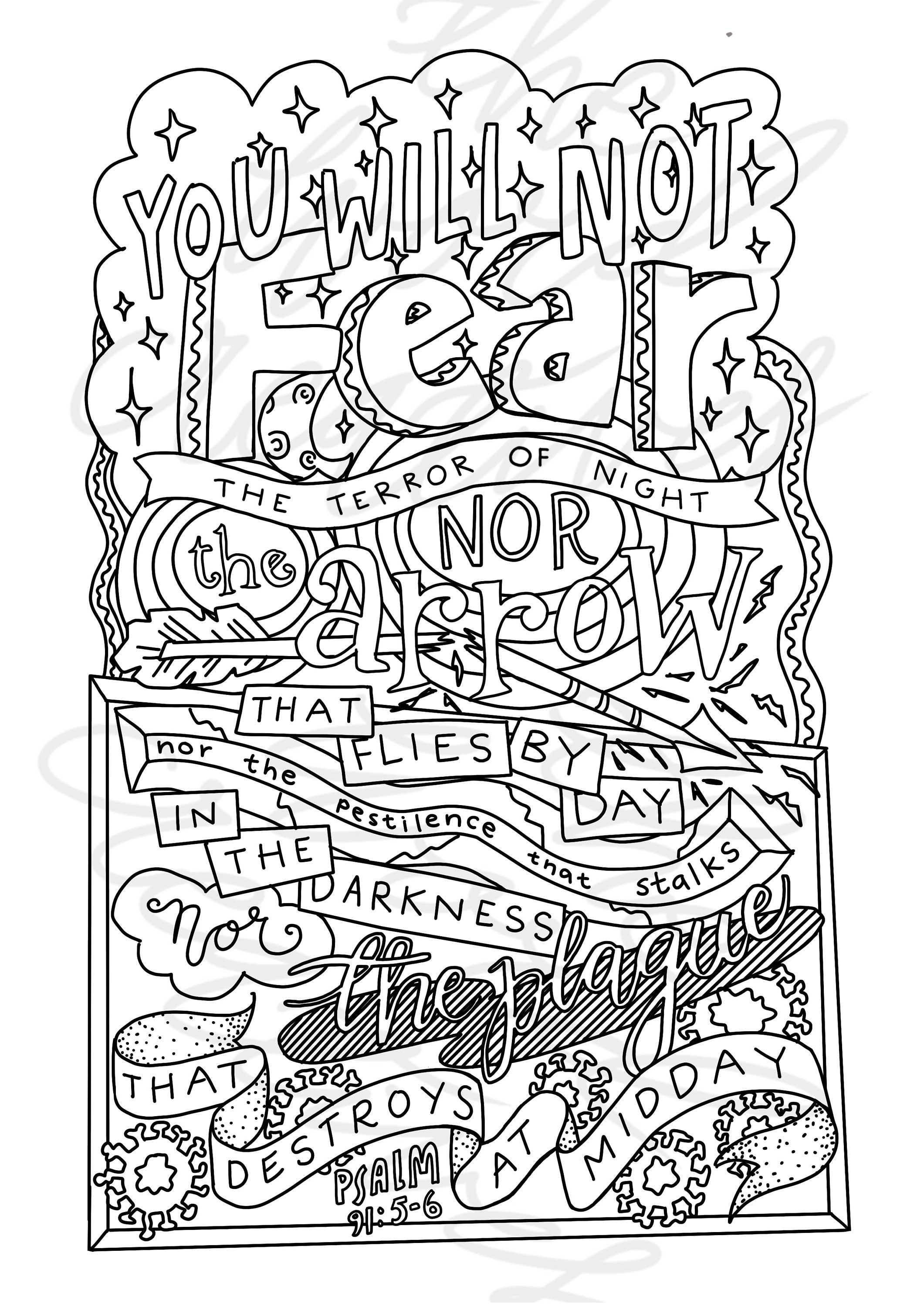 Psalm 91 Bible Verse Coloring Pages, Christian Scripture (digital ...