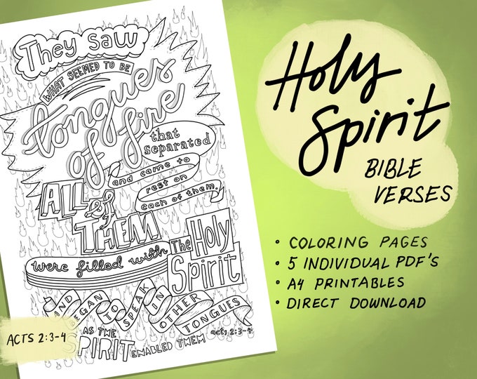 Holy Spirit Bible Verse Coloring Pages Printable Bundle - Etsy
