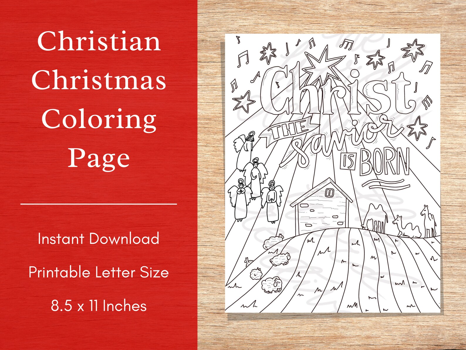 Christian Christmas Coloring Page for Kids & Adults | Printable ...