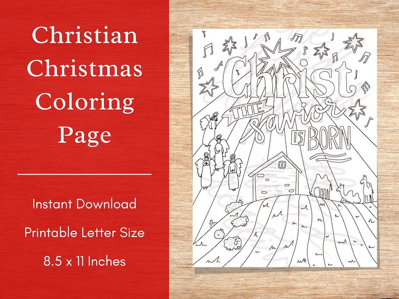 Christian Christmas Coloring Page for Kids & Adults | Printable ...