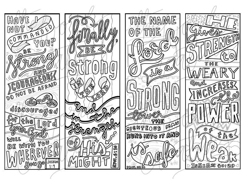 4 Coloring Bible Verse Bookmarks, Printable Christian Bookmarks ...