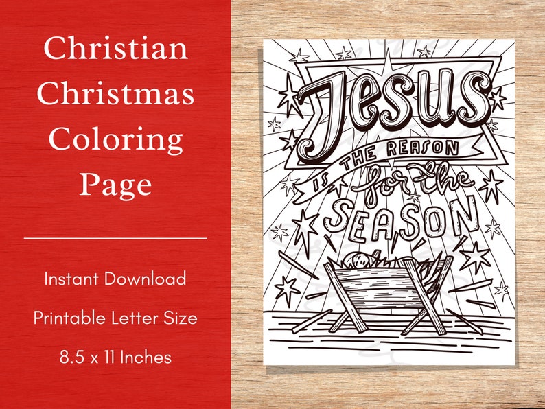 Christian Christmas Coloring Page for Kids & Adults | Printable | Jesus ...