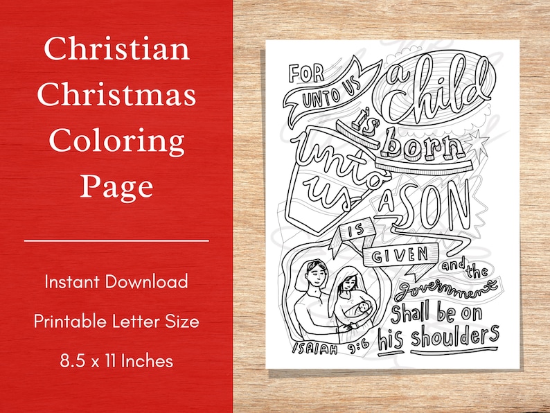 Christian Christmas Coloring Page for Kids & Adults | Printable | for ...