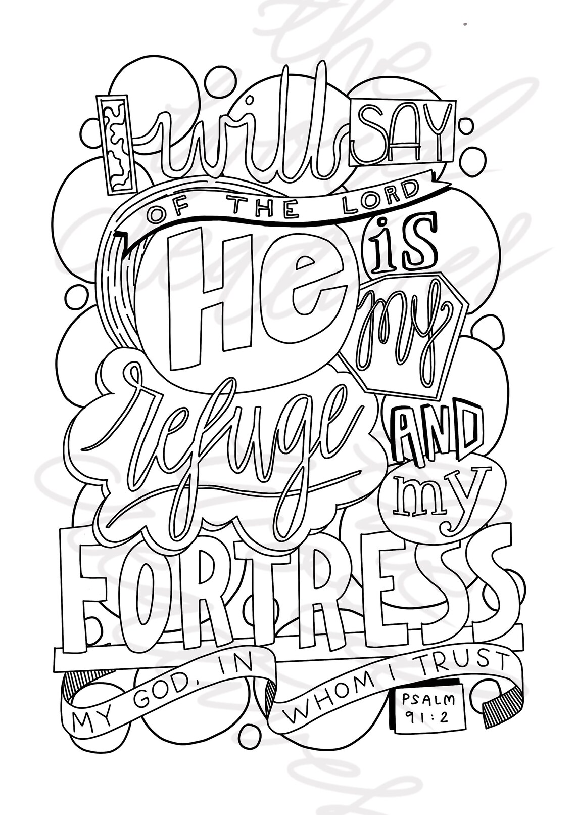 Bible Verse Coloring Pages, Scripture Coloring, Psalm 91 Coloring Pages ...